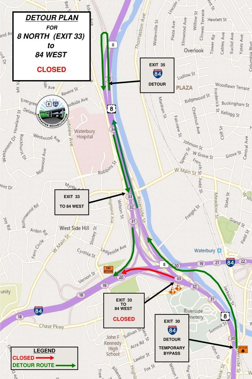 Closure of Exit 33 Ramp from Route 8 Northbound to I-84 Westbound | I ...